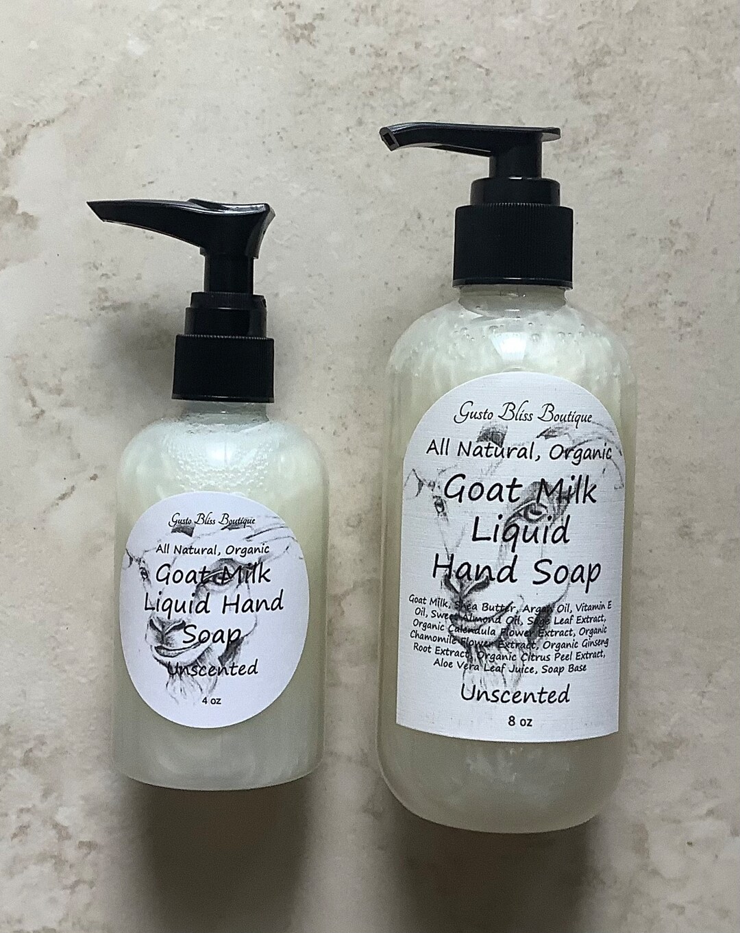 Goat Milk Liquid Hand Soap: Natural Organic Moisturizing, Choose Scent ...