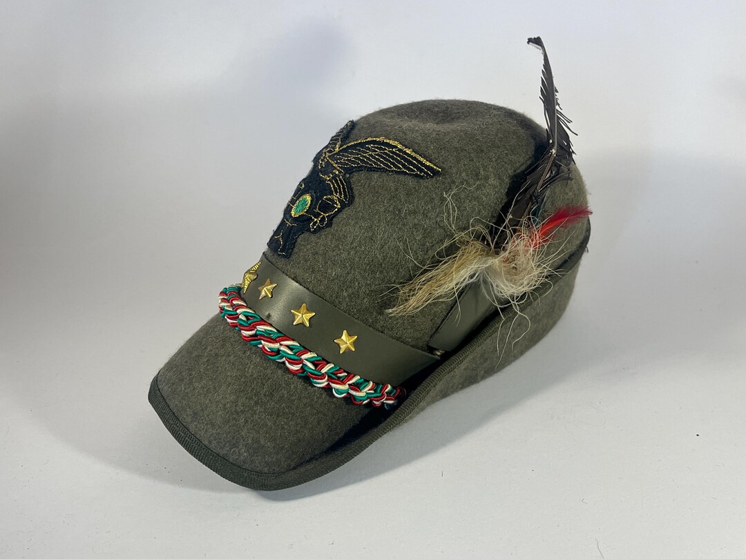 Vintage Italian Army Alpine Hat Green Wool Genuine Military Cap With ...
