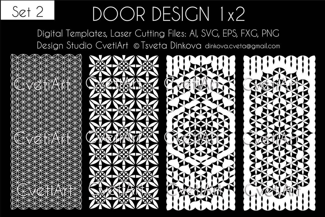 Door Designs 1x2 Vector Digital SVG DXF Files Download Laser Cutting ...