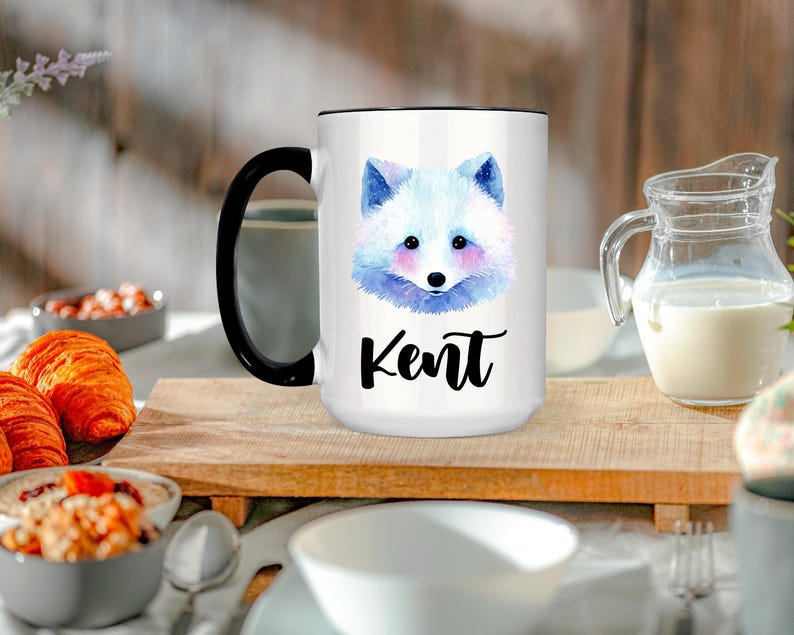 Arctic Fox Head Mug - Customizable Ceramic Gift, Personalized Mug for ...