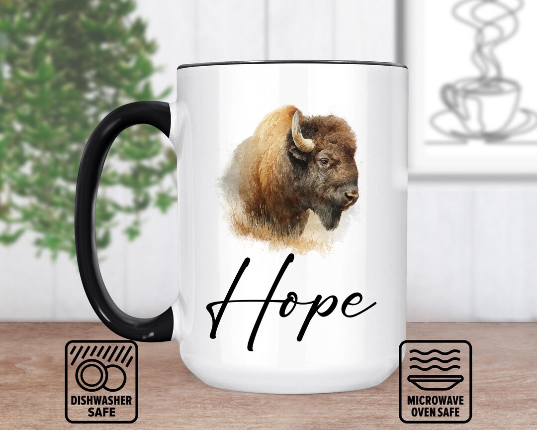 Bison Profile Mug With Name, Personalized Bison Profile Gift for Coffee ...