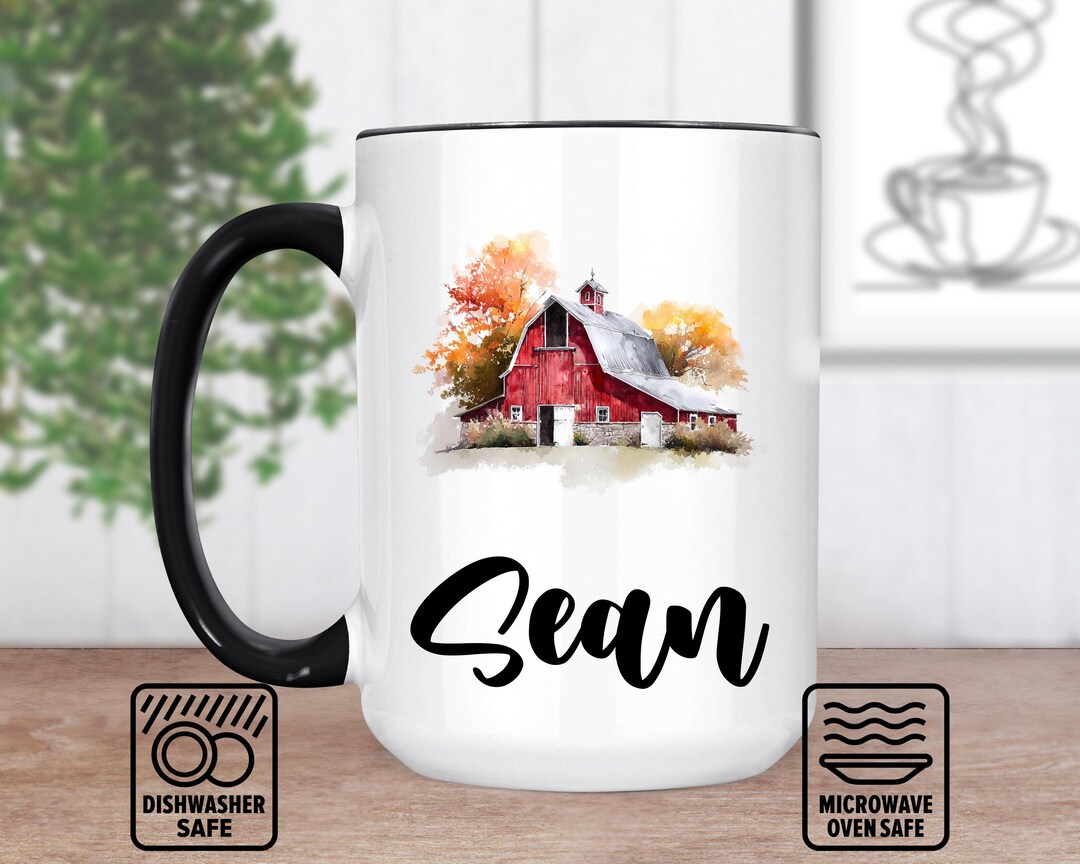 Red Barn Mug With Name, Personalized Red Barn Gift for Coffee Lovers ...