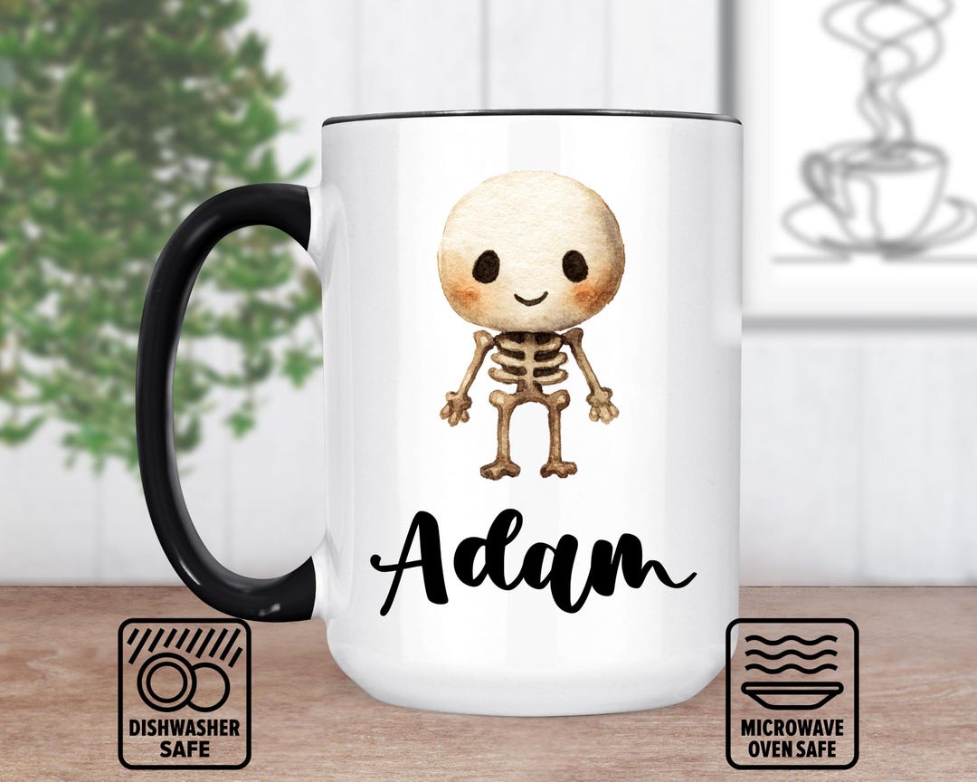 Tiny Skeleton Mug With Custom Name - Personalized Mug for Halloween ...