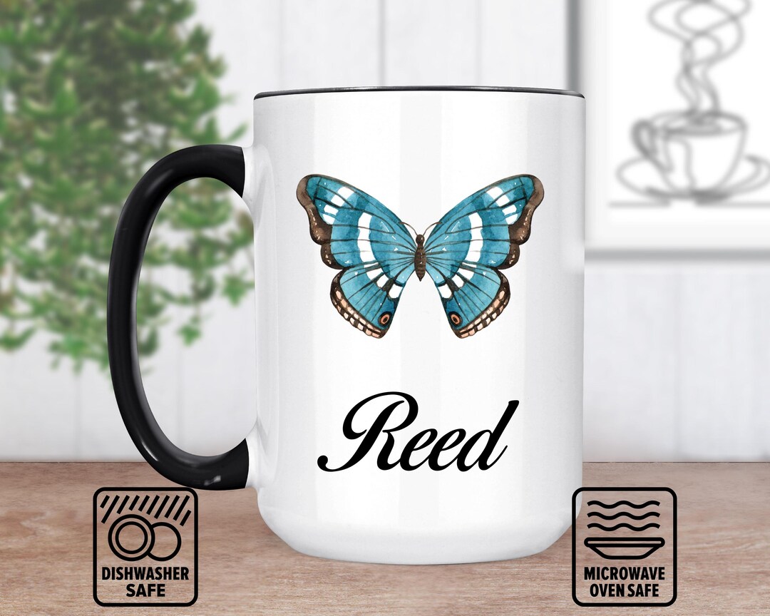 Blue Butterfly Mug, Blue Butterfly Coffee Mug Gift, Custom Blue ...