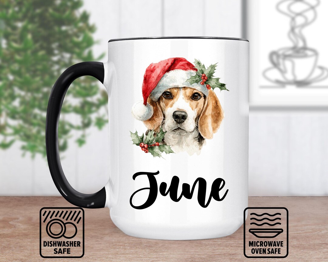 Beagle Wearing A Christmas Hat Dog Mug - Custom Gift, Personalized Mug ...