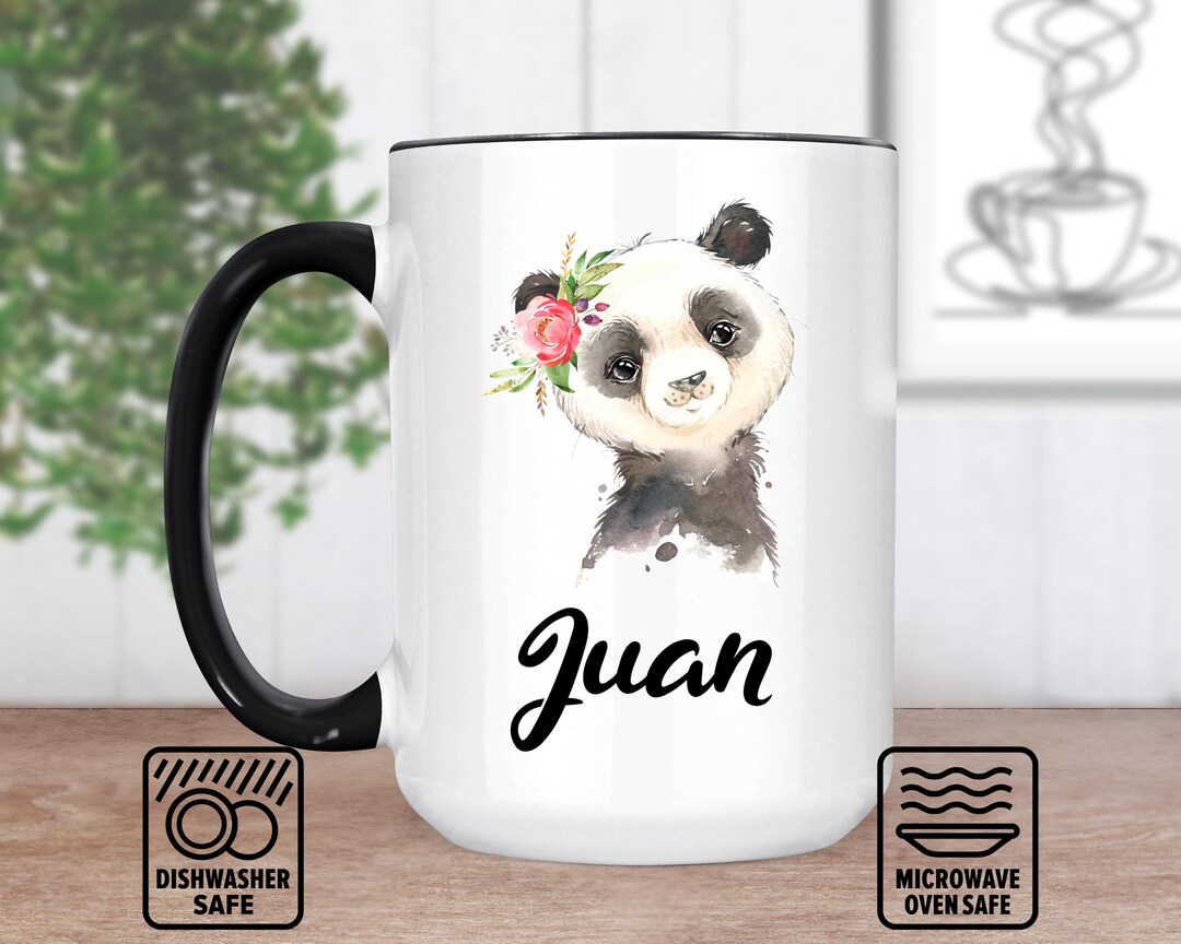 Baby Panda Mug With Name – Custom Panda Coffee Cup for Kids and Animal ...