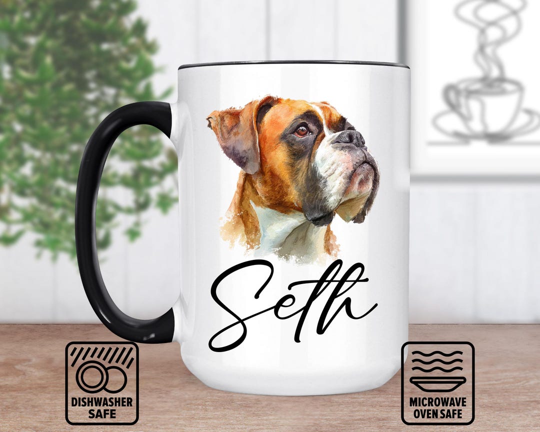 Boxer Dog Head Portrait Mug - Custom Pet Art Gift, Personalized Mug for ...