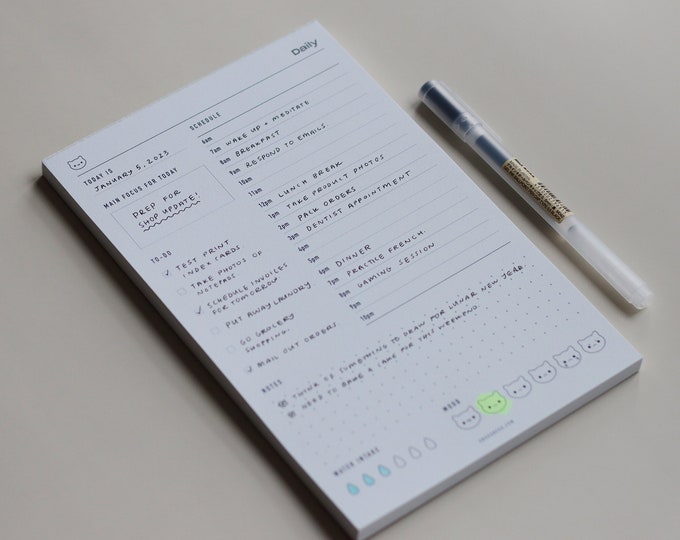 Daily Planner Notepad | Undated A5 Tear-off Pad, Organizer, Scheduler, Productivity Tracker ...