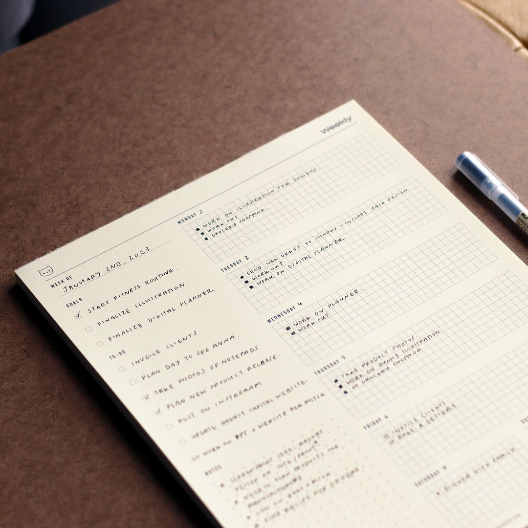 Weekly Planner Notepad | Undated A4 Tear-off Pad, Organizer, Scheduler, Productivity Tracker ...