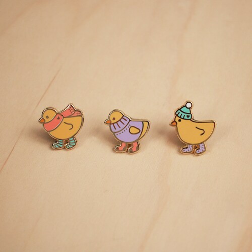Three Little Ducks Cozy Ducks Enamel Pins Kawaii Enamel - Etsy