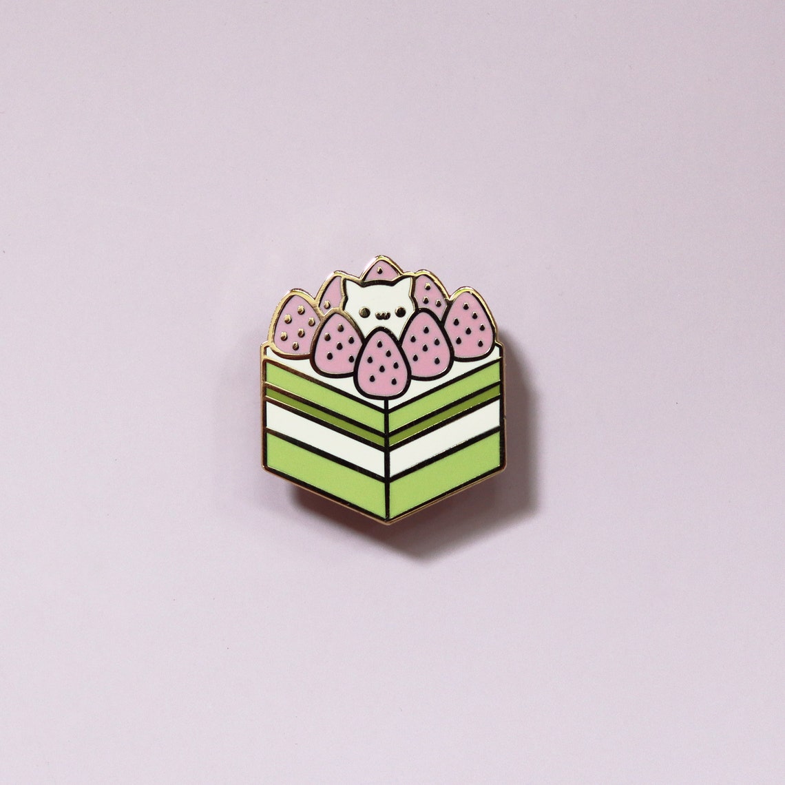 Strawberry Cake Enamel Pin Cute Enamel Lapel Pin Kitten | Etsy