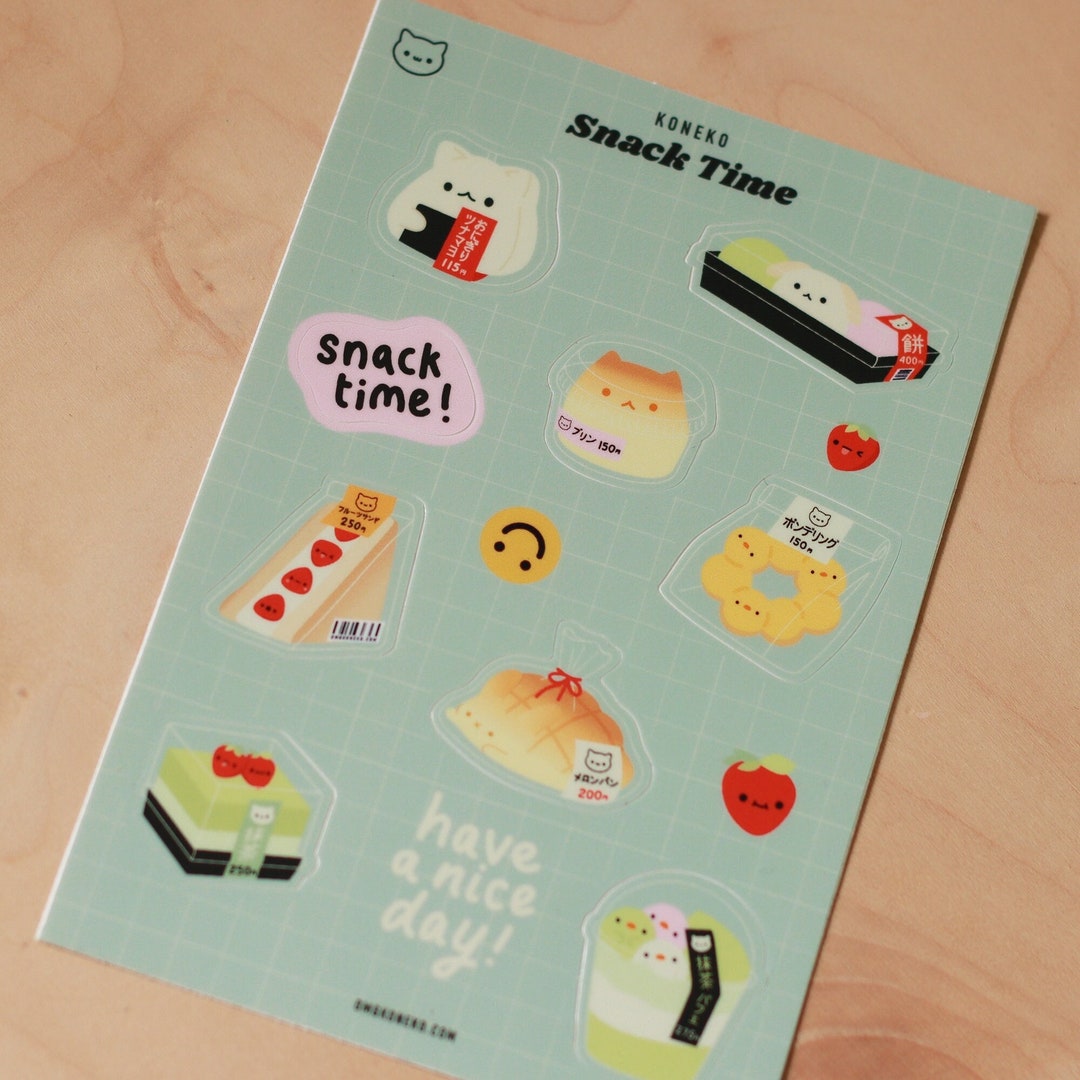 Snack Time Sticker Sheet Kawaii Planner Stickers Japanese Food Cute ...