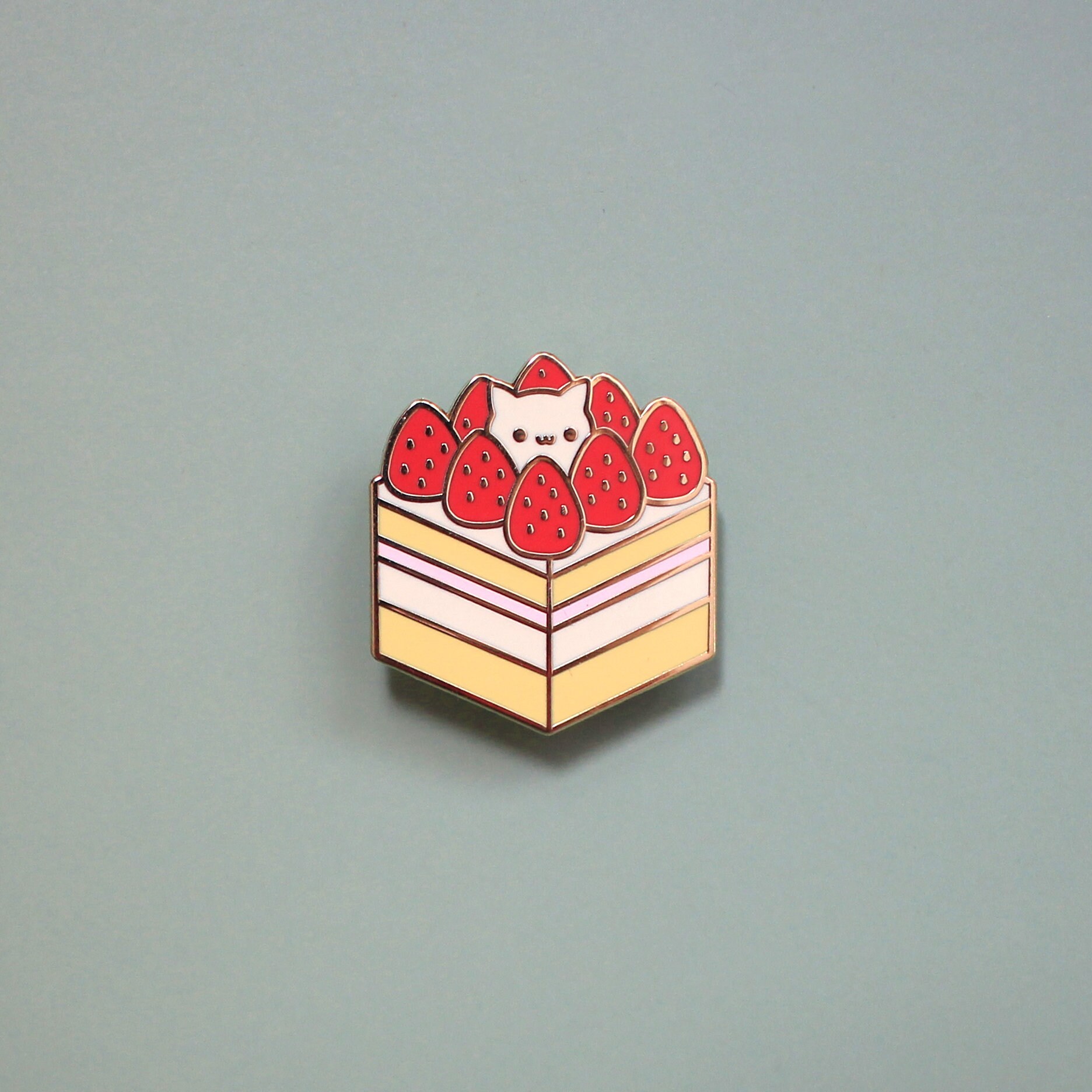 Strawberry Cake Enamel Pin Cute Enamel Lapel Pin Kitten | Etsy