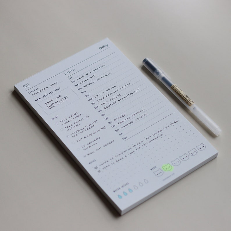 Daily Planner Notepad Undated A5 Tear-off Pad Organizer - Etsy