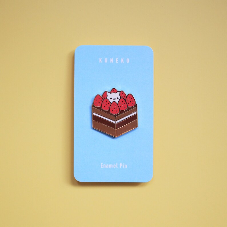 Strawberry Cake Enamel Pin Cute Enamel Lapel Pin Kitten | Etsy