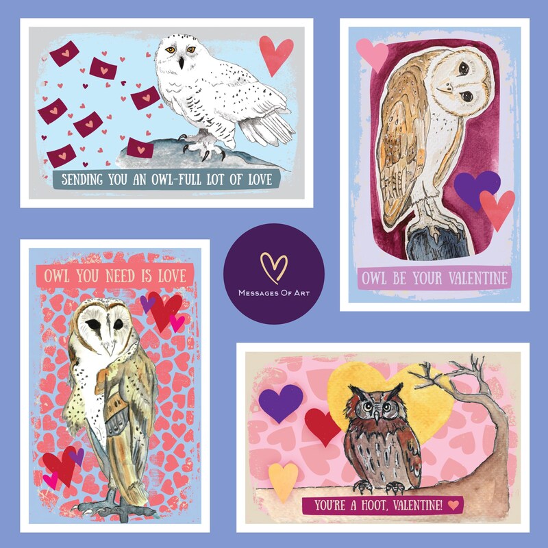 Owl Valentine Card - Etsy