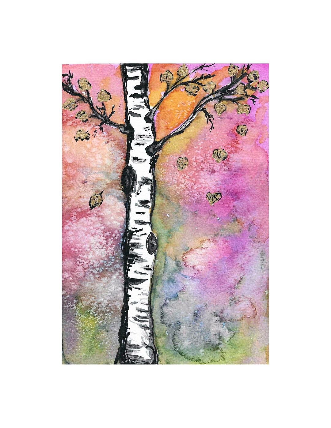 Aspen Tree Watercolor Painting, Nature Wall Art, Mountain Forest Decor ...