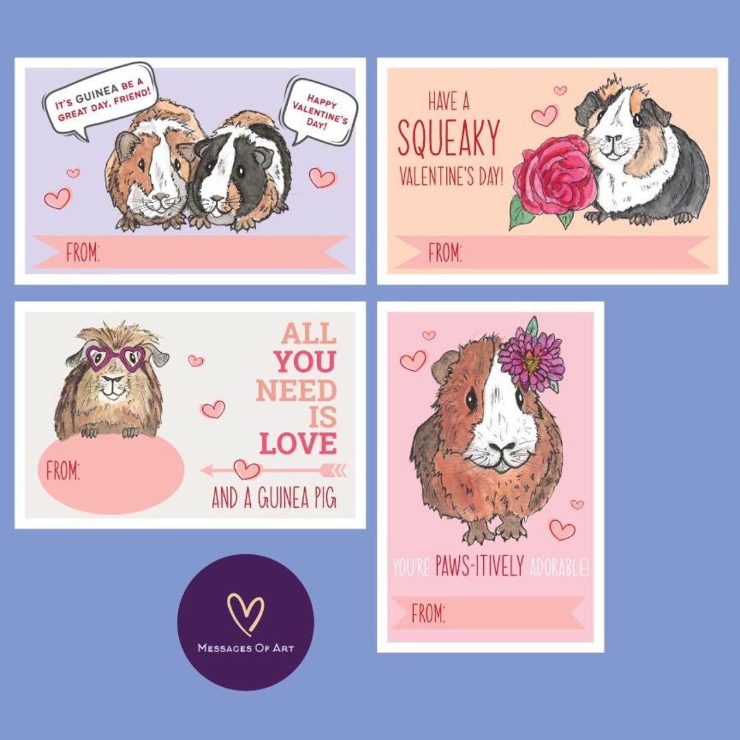 Guinea Pig Valentine Cards: Punny Classroom Valentines (digital ...