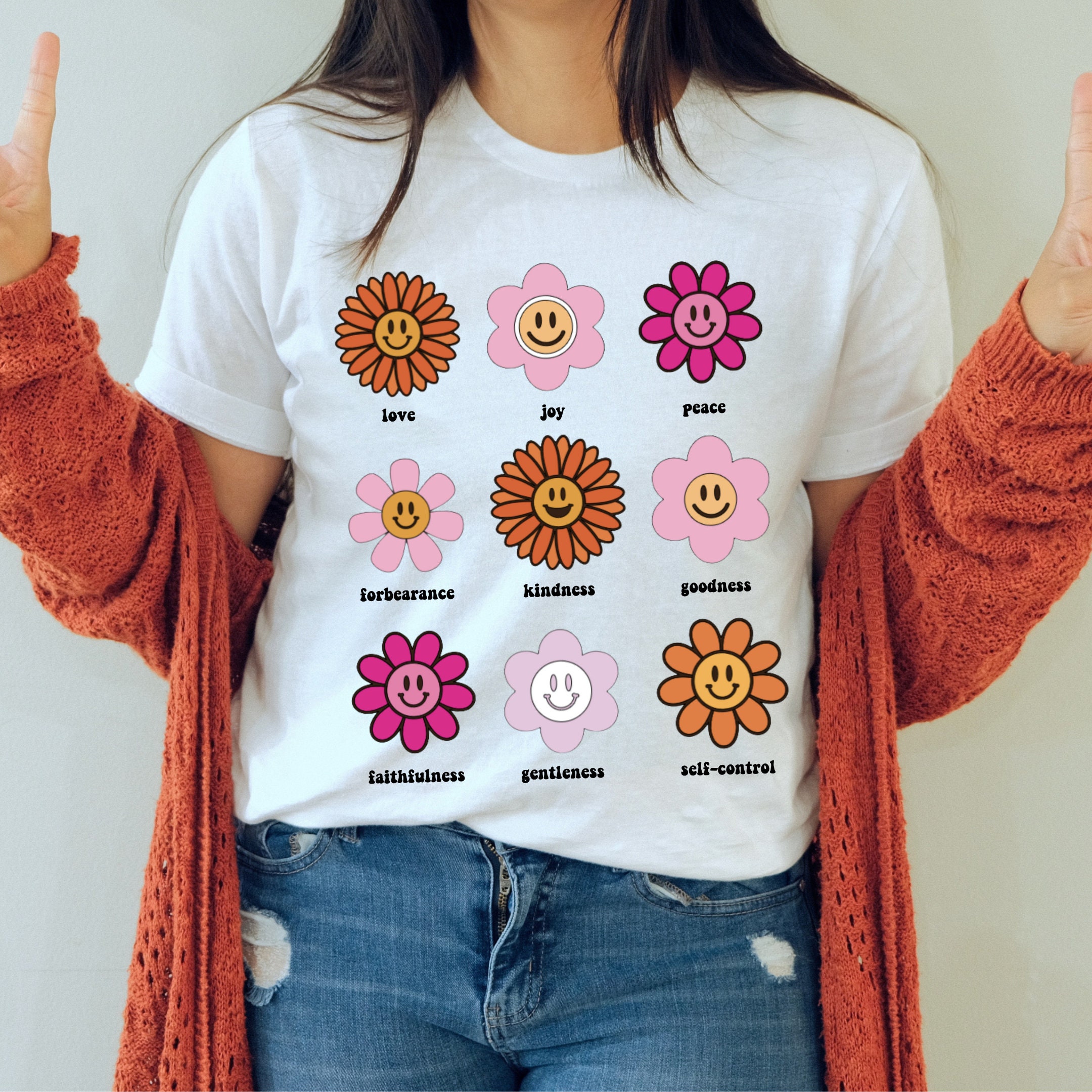 Fruit of the Spirit T-shirt, Retro Daisy Tee, Bible Verse Tee, Scripture Shirt, Christian ...