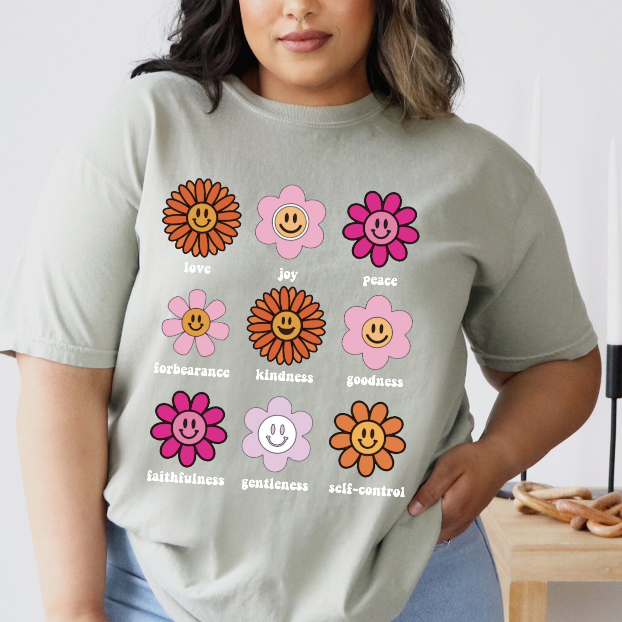 Fruit of the Spirit T-shirt, Retro Daisy Tee, Bible Verse Tee, Scripture Shirt, Christian ...