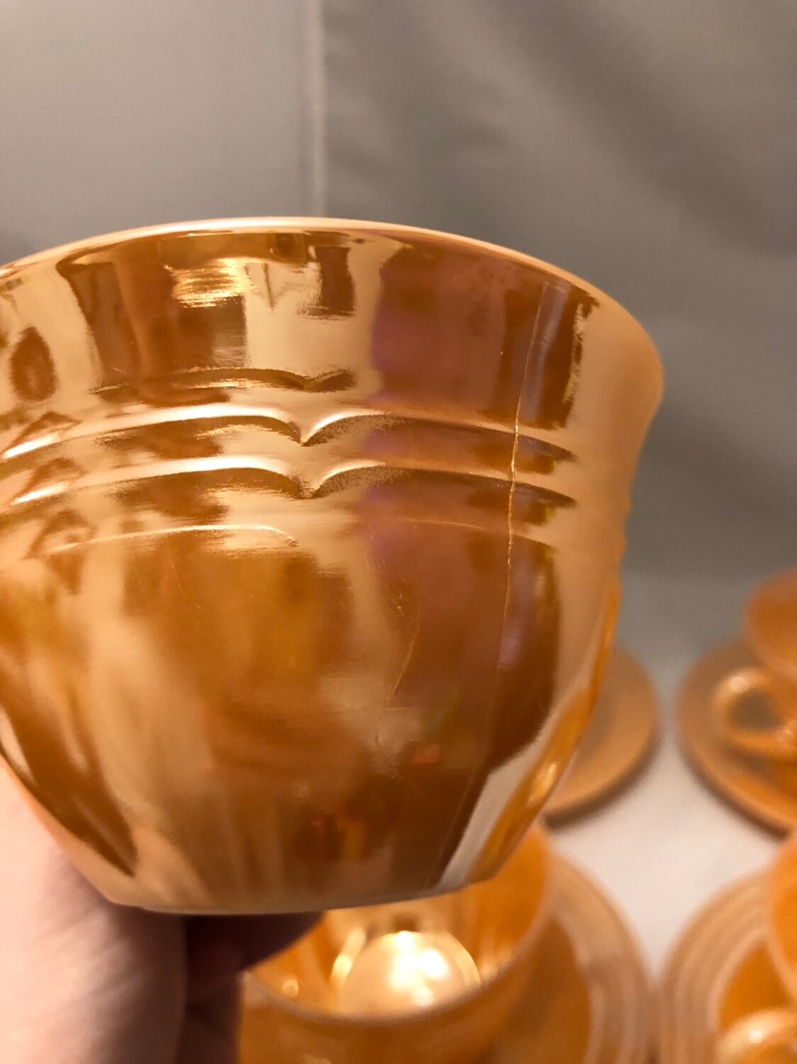 Set of 4 Peach Lusterware Fire-king 1950's Vintage - Etsy