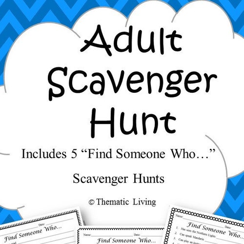 5 Adult Scavenger Hunts Find Someone Who Printable Etsy