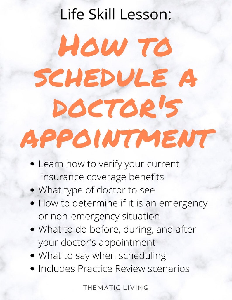 How to Schedule a Doctor's Appointment Life Skill Lesson - Etsy