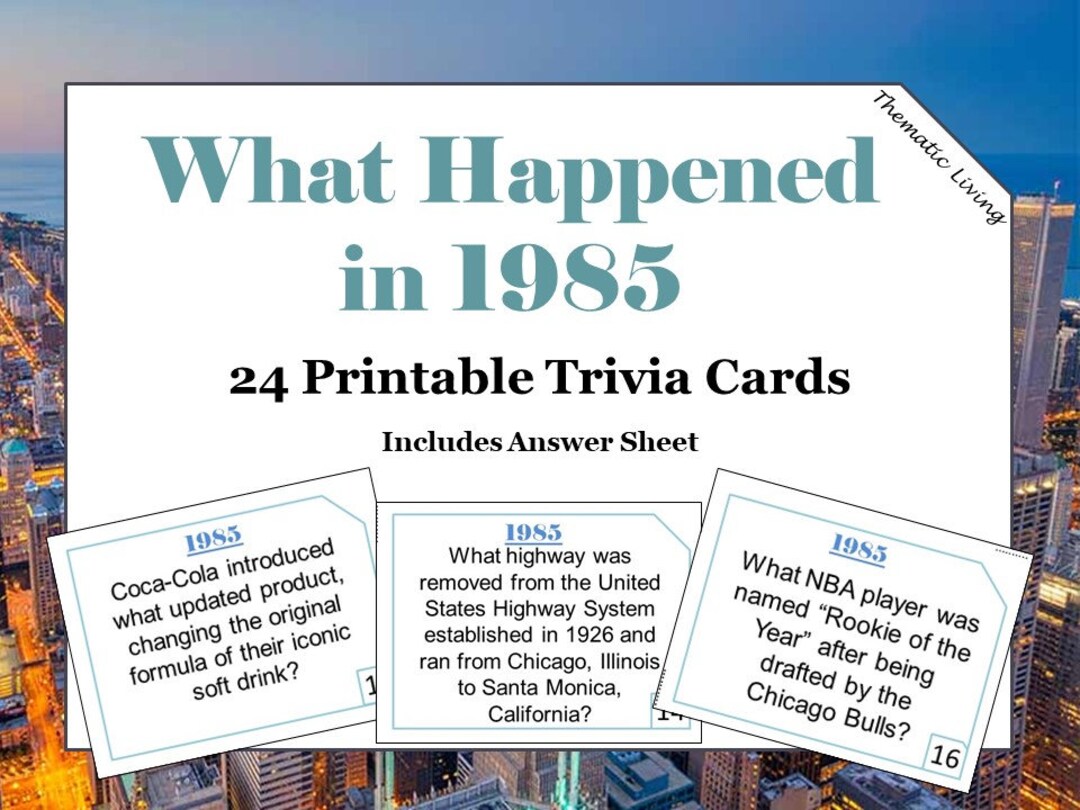 38th Birthday 1985 Trivia Cards Anniversary Games Conversation Starters ...