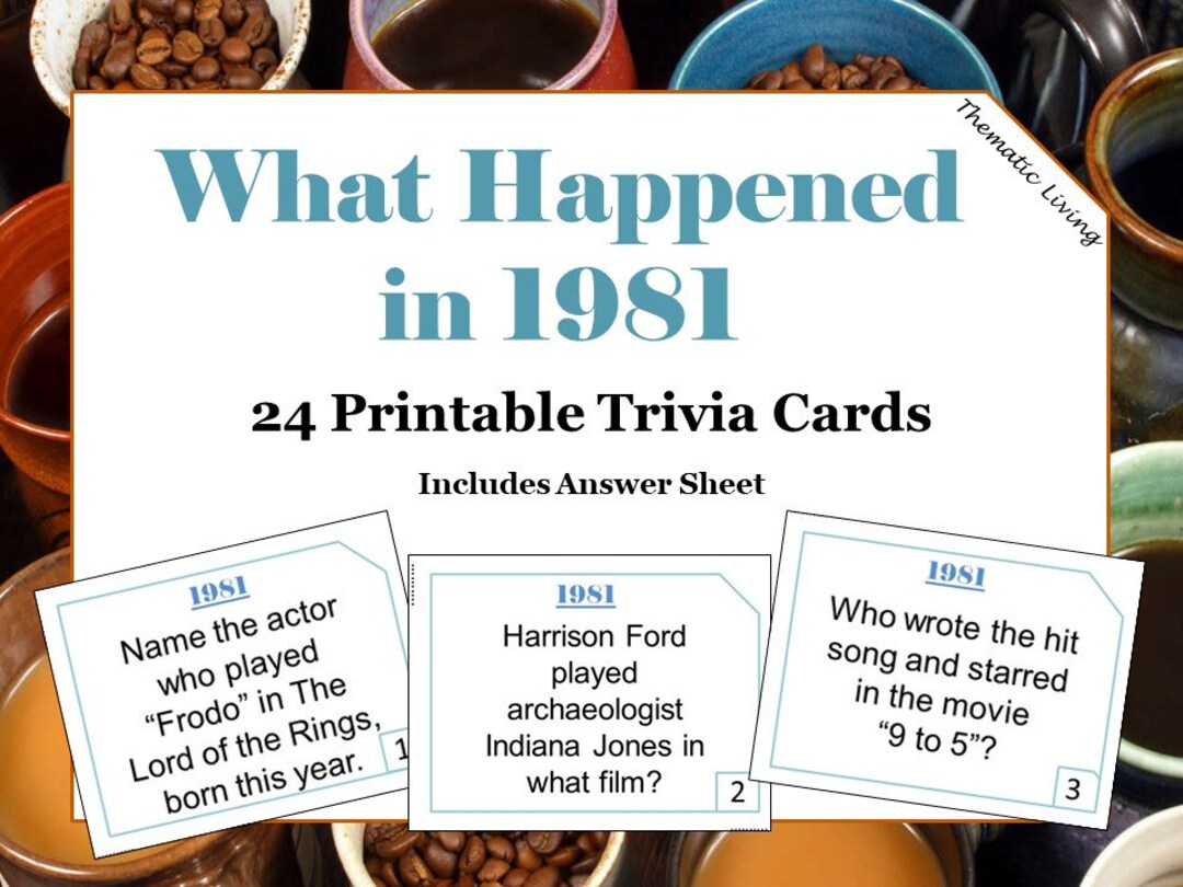 42nd Anniversary 1981 Trivia Cards Wedding Games Conversation Starters ...