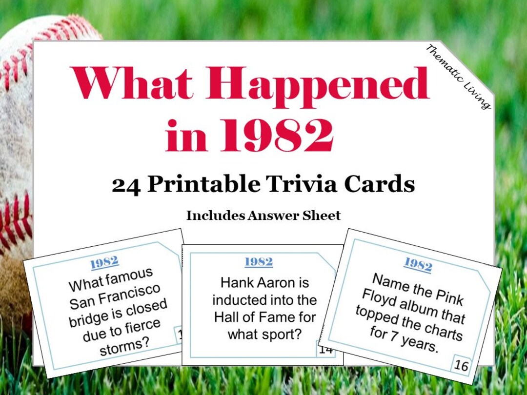 41st Anniversary 1982 Trivia Cards Wedding Games Conversation Starters ...