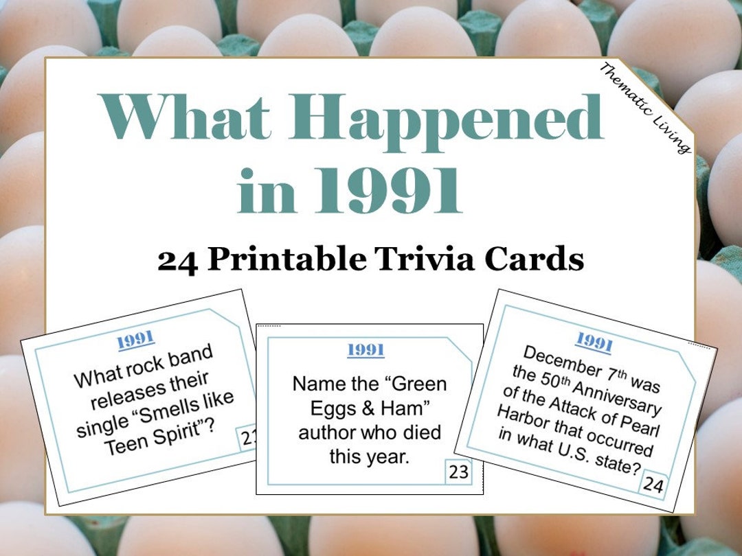 32nd Birthday 1991 Trivia Cards Anniversary Games Conversation Starters ...
