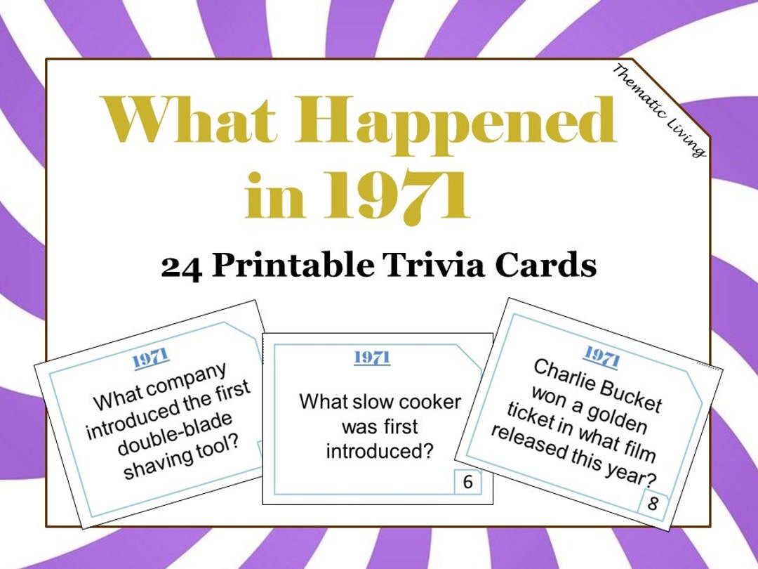 53rd Birthday 1971 Trivia Cards Anniversary Games Conversation Starters ...