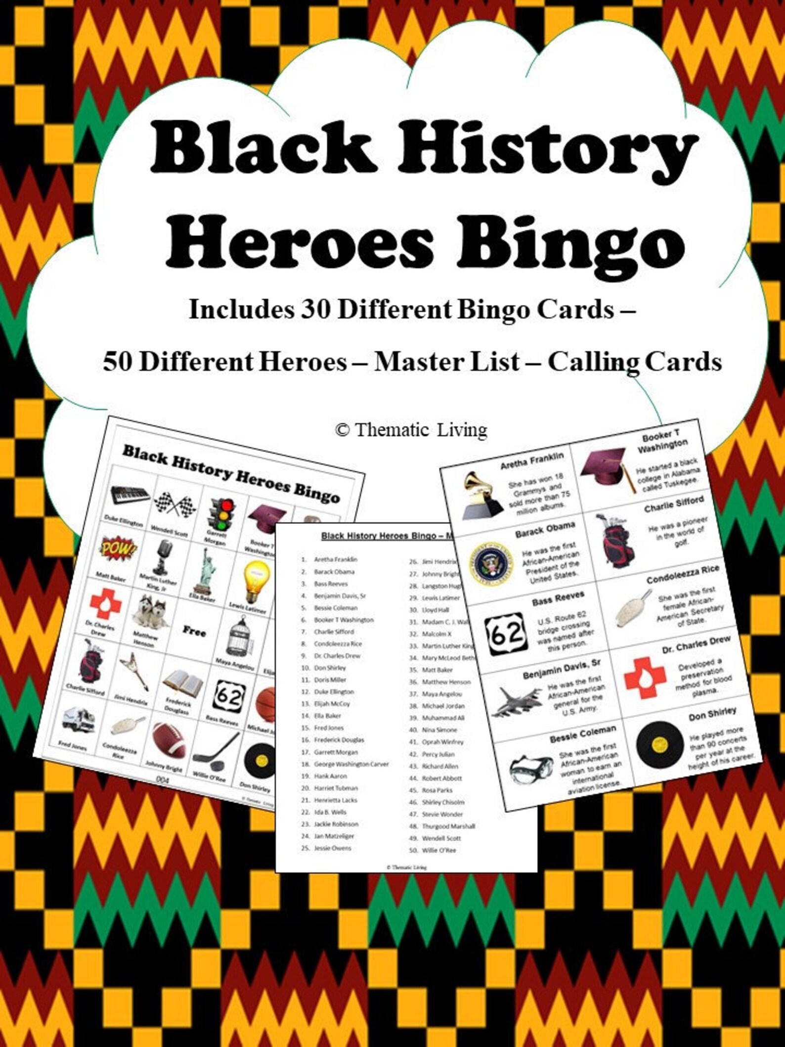 30 Black History Heroes Bingo Digital Download Printable - Etsy