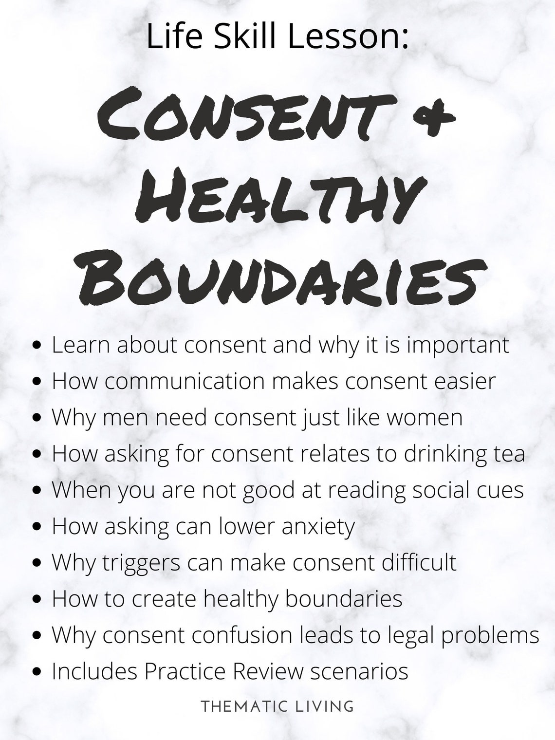 Consent And Healthy Boundaries Life Skill Lesson 8 5x11 Etsy