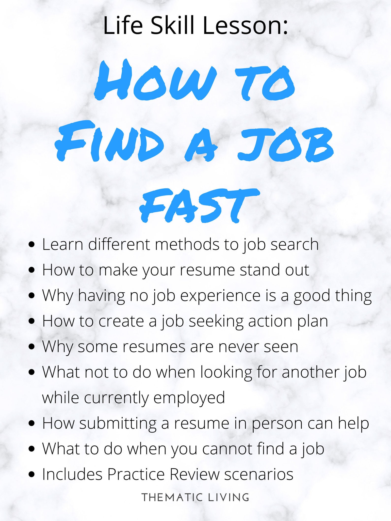 How to Find a Job Fast Life Skill Lesson 8.5x11 Letter Size Printable ...