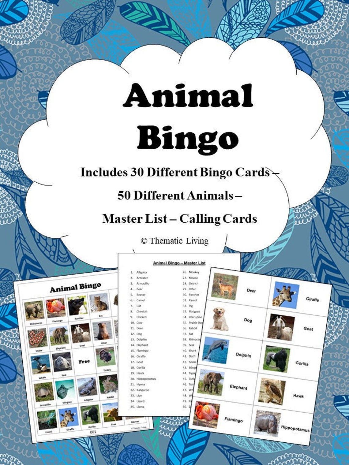 30 Zoo Animal Bingo Cards Jungle Safari Theme Party Petting Zoo Real ...
