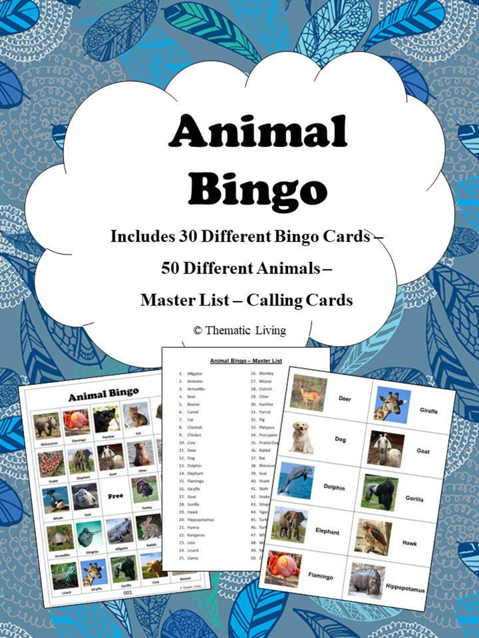 30 Zoo Animal Bingo Cards Jungle Safari Theme Party Petting Zoo Real ...