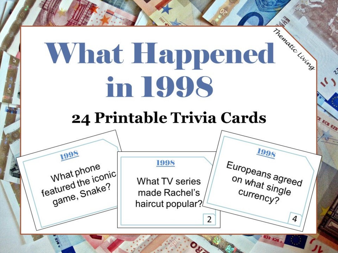 25th Anniversary 1998 Trivia Cards Wedding Games Conversation Starters ...