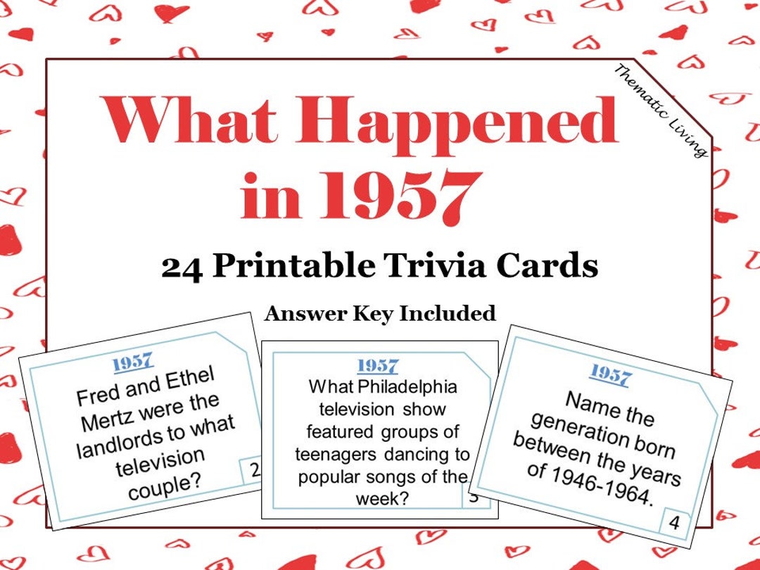 66th Birthday 1957 Trivia Cards Anniversary Games Conversation Starters ...