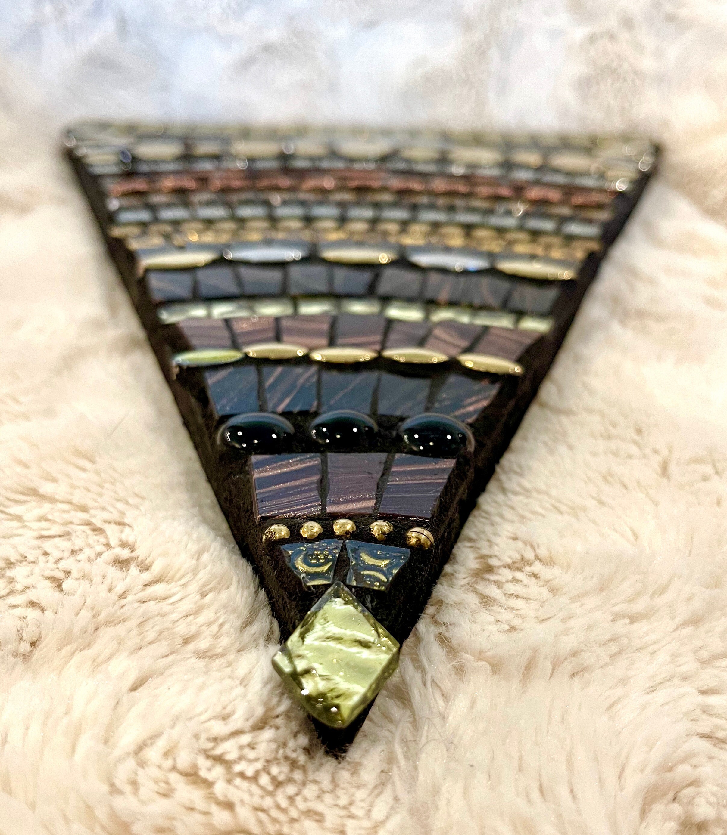 12' Bronze, Black and Gold Mosaic Triangle Tree With Gold Diamond on ...