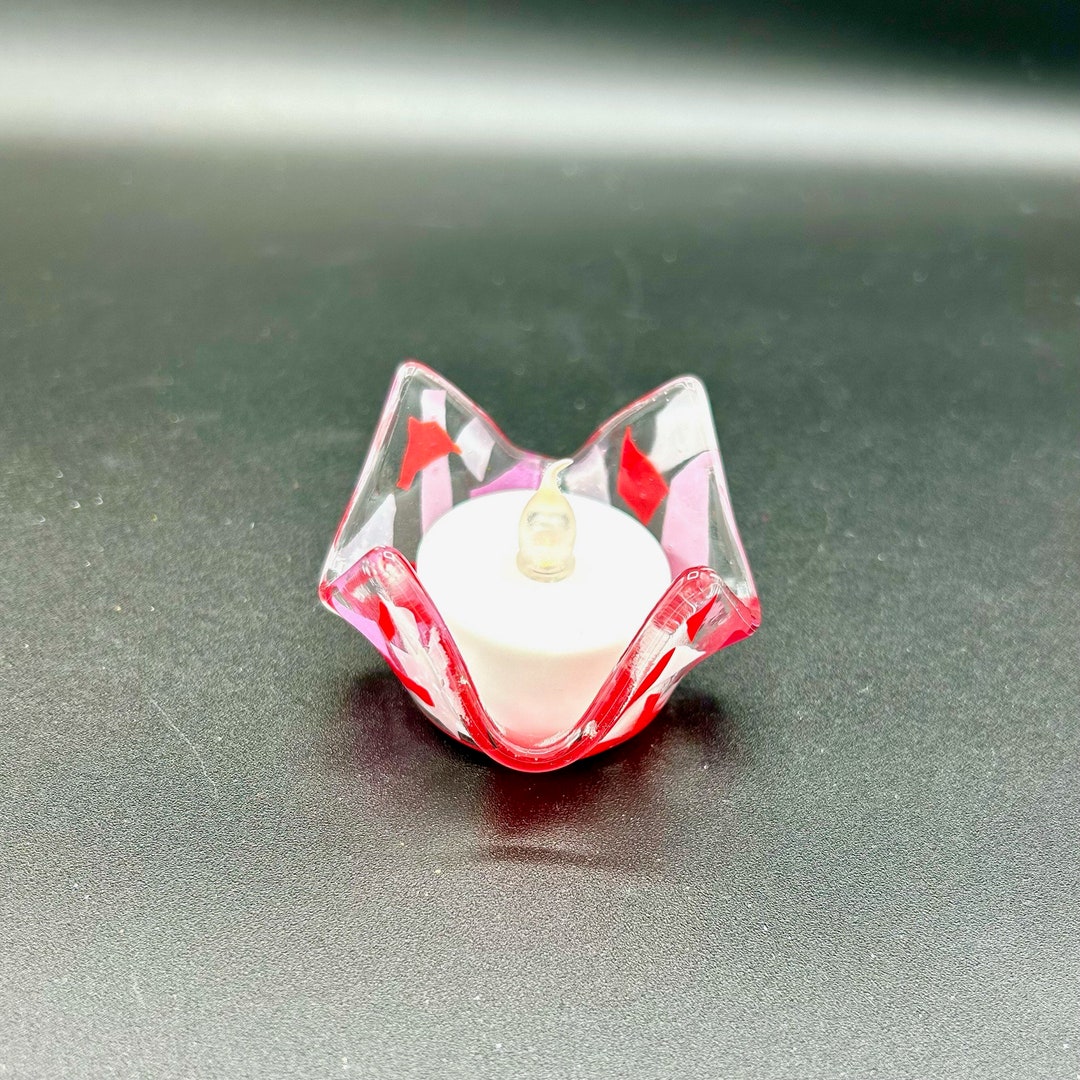 Fused Glass Valentine Tea Light Votive - Etsy