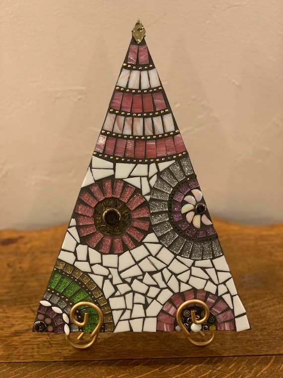Glass Art White mosaic Christmas tree Mosaics Art & Collectibles etna ...