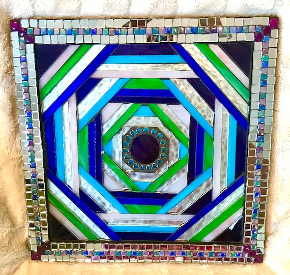 Mosaic Stained Glass on Mirror With Mosaic Frame | Etsy