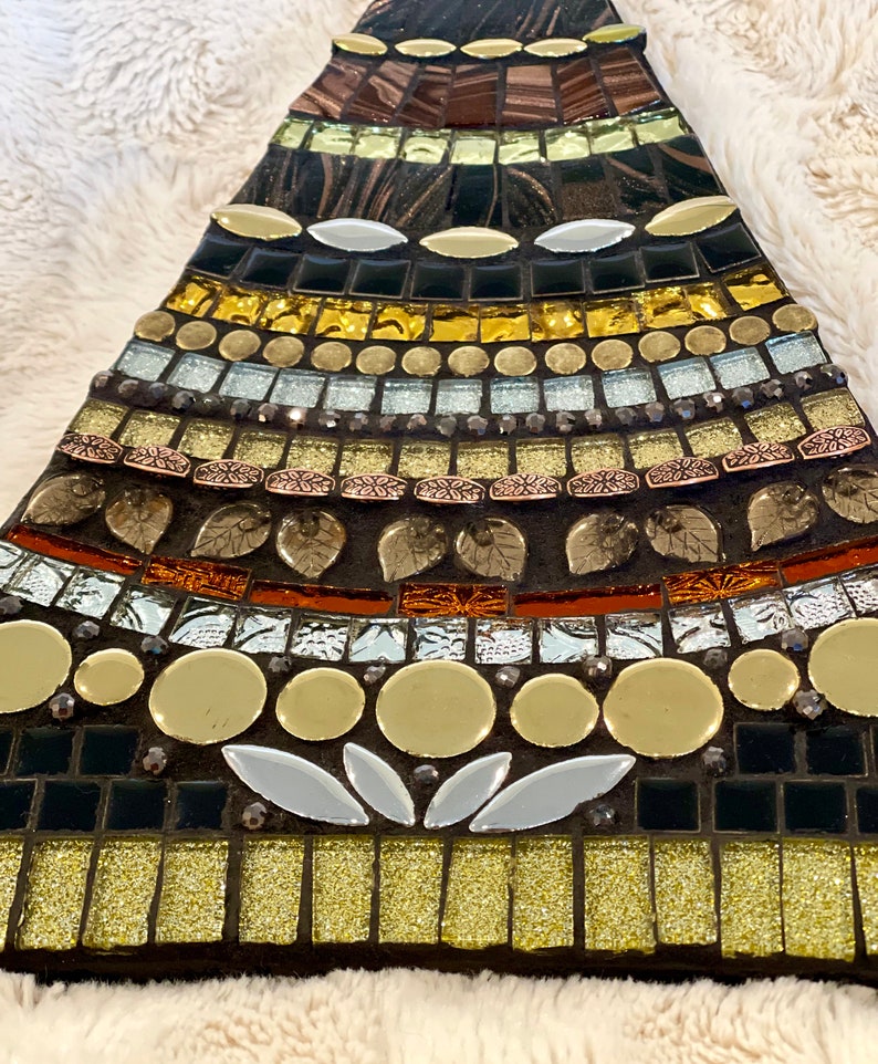 12' Bronze, Black and Gold Mosaic Triangle Tree With Gold Diamond on ...