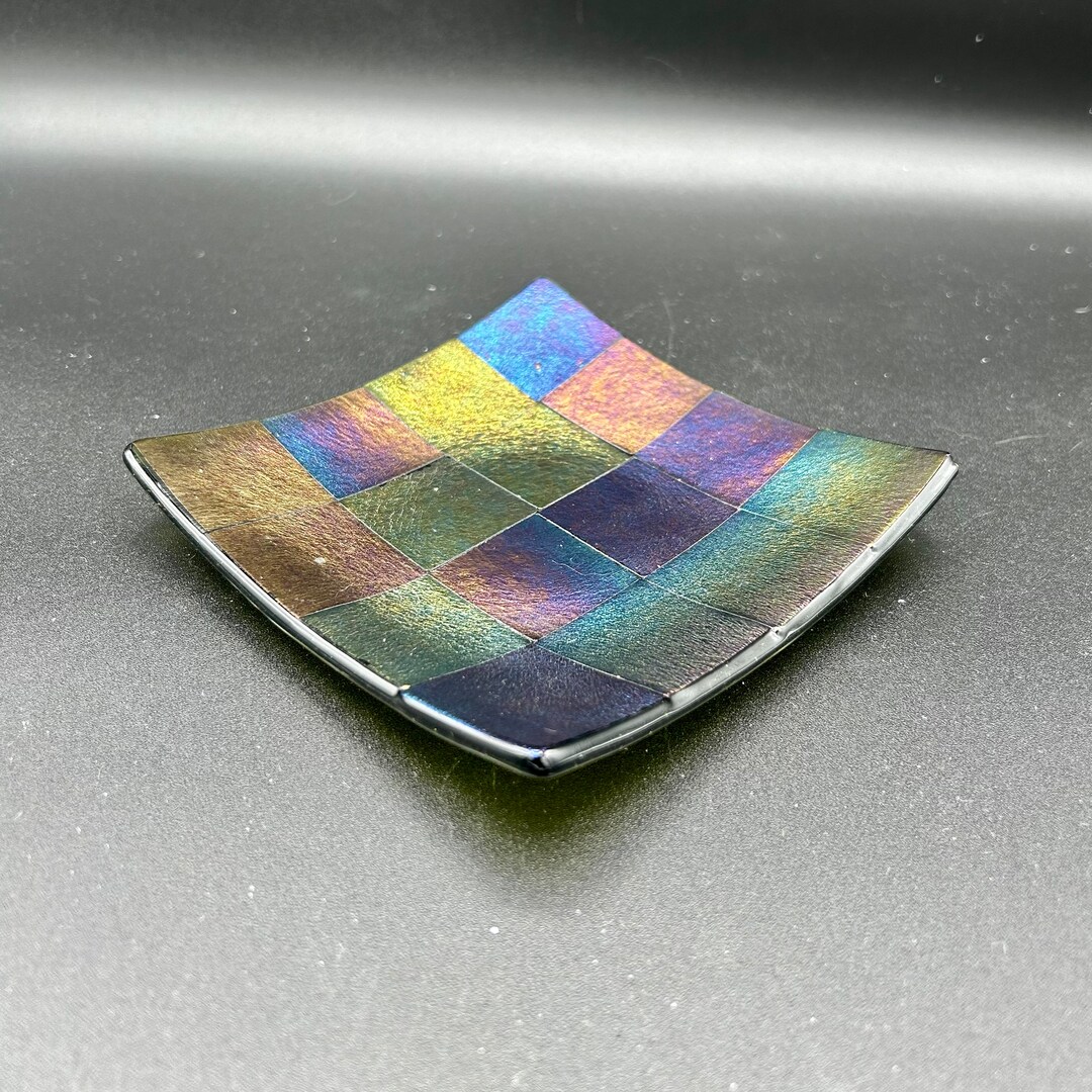Iridescent Fused Glass Plate - Etsy
