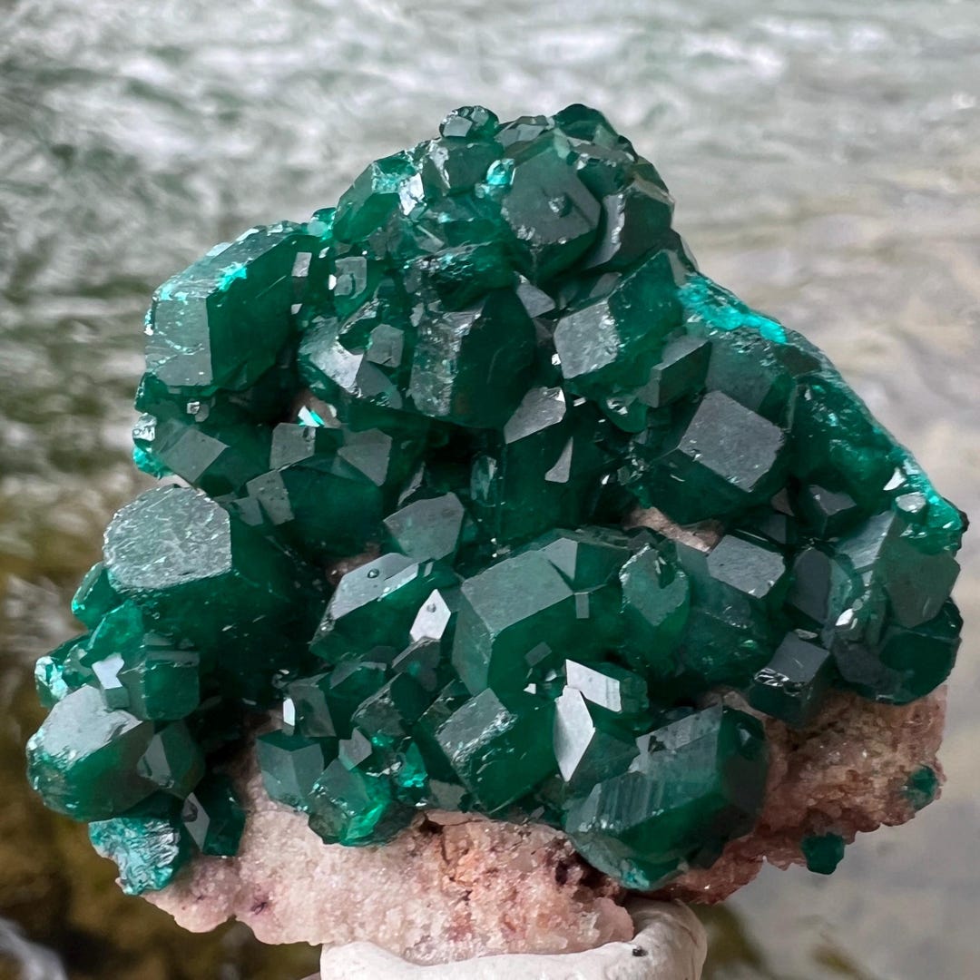 Self Standing Emerald Green Dioptase Crystal Cluster on Matrix From ...