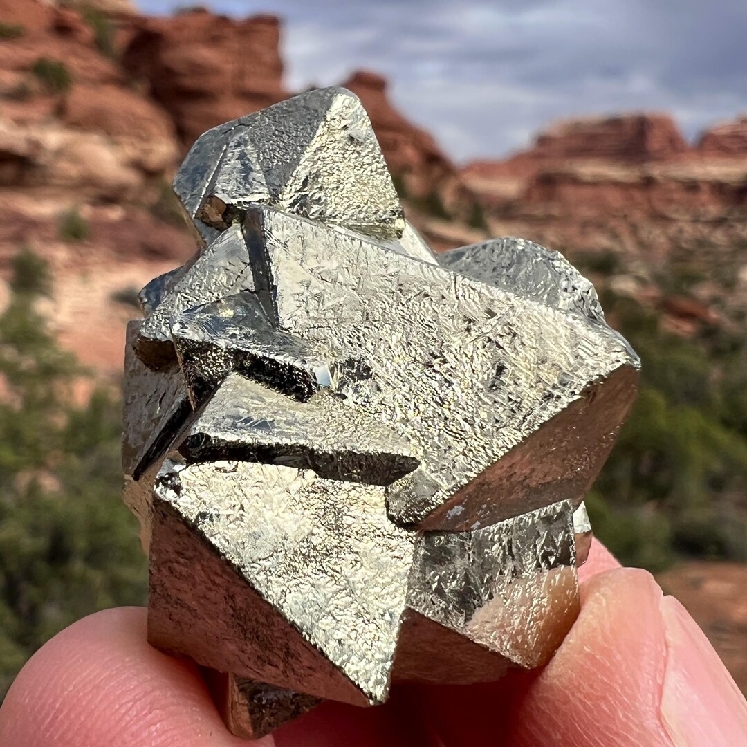 Gemmy Octahedral Pyrite Crystal Cluster • 67 Grams Natural Pyramid ...