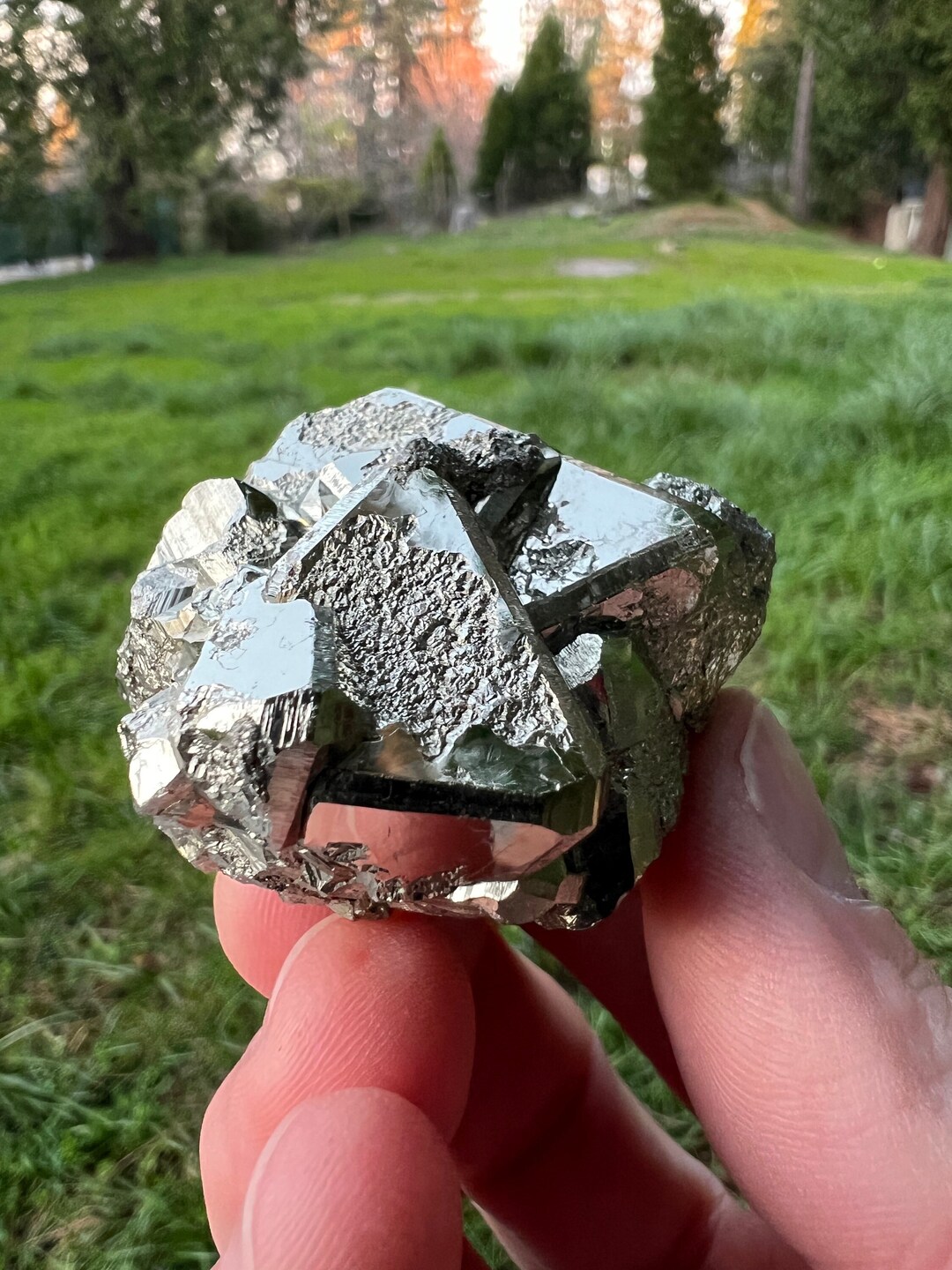 Epic Octahedral Pyrite Cluster From Peru • 141 Grams • Genuine Etched ...