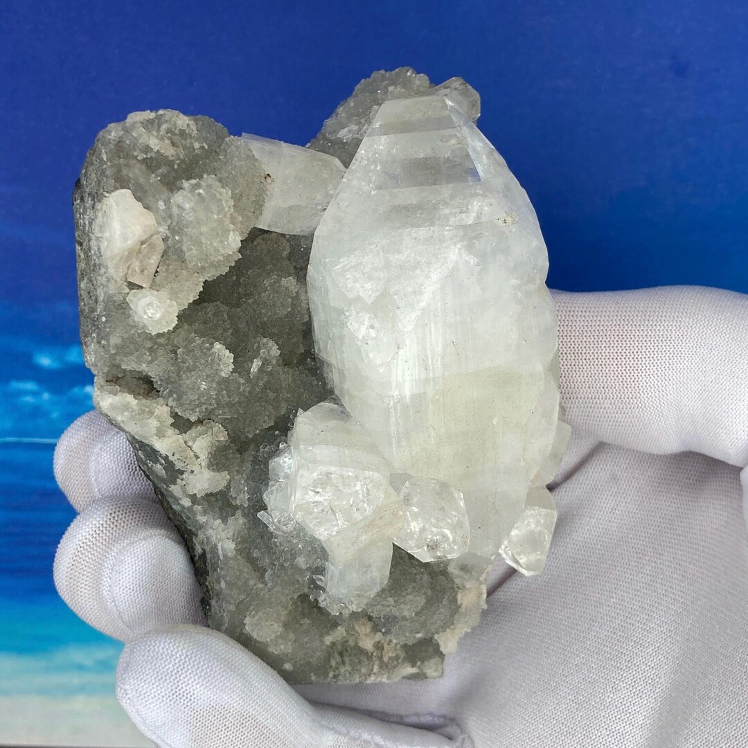 Large Apophyllite Crystal Formation With Druzy Quartz Crystals • OVER ...
