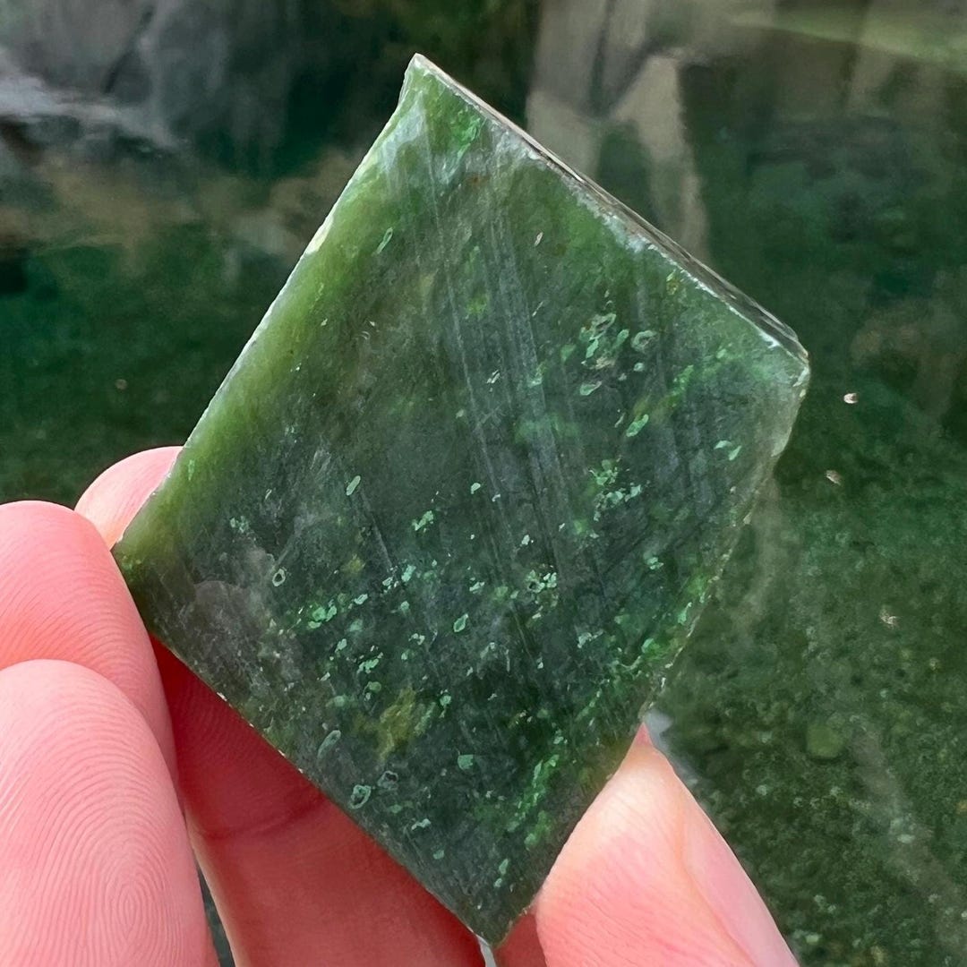 Nephrite Jade Rough W/ Chromium Inclusions • 37 Grams Cabochon Jewelry ...